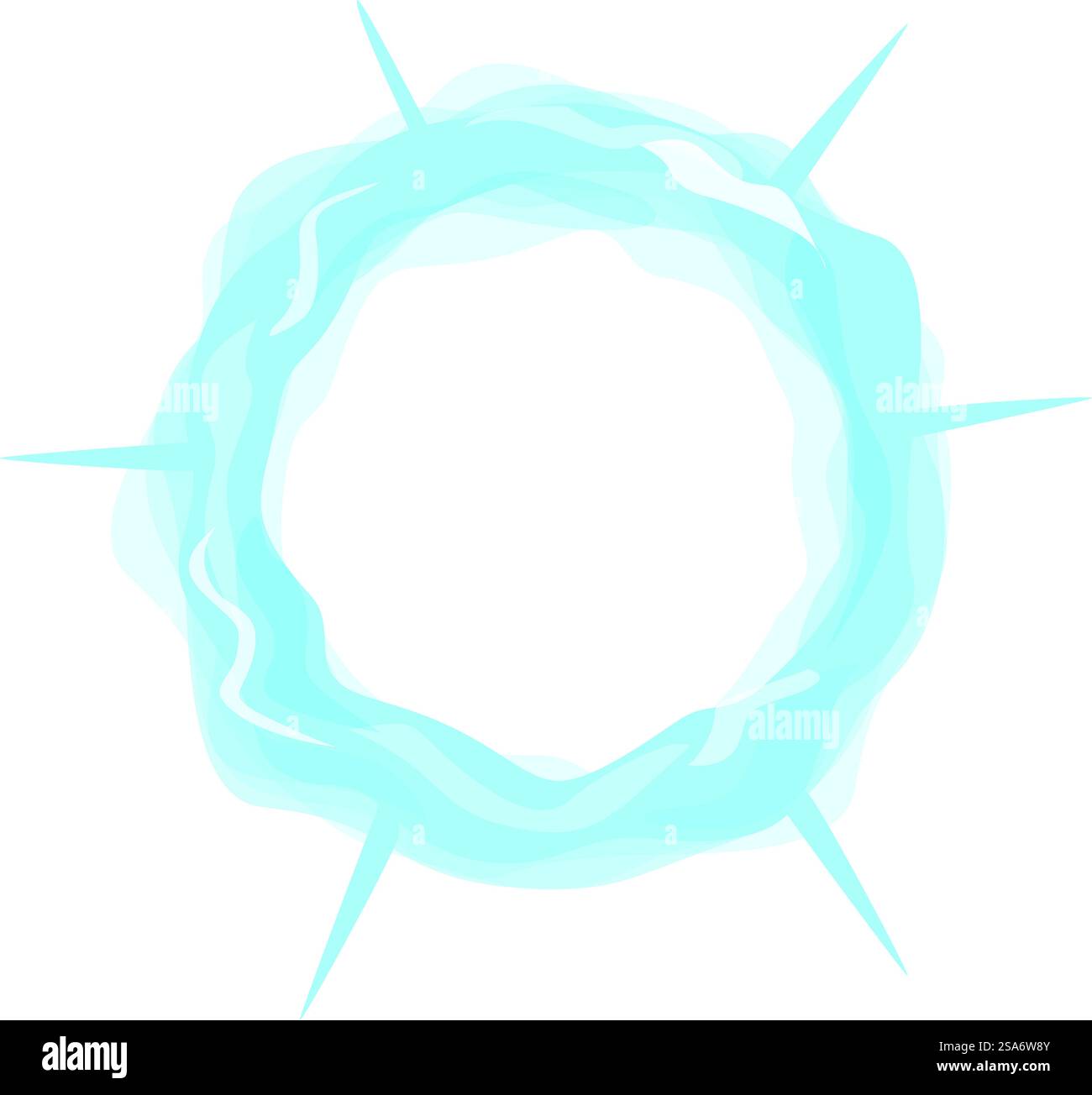 Blue circular shape with a wavy edge and spikes emanating outwards ...