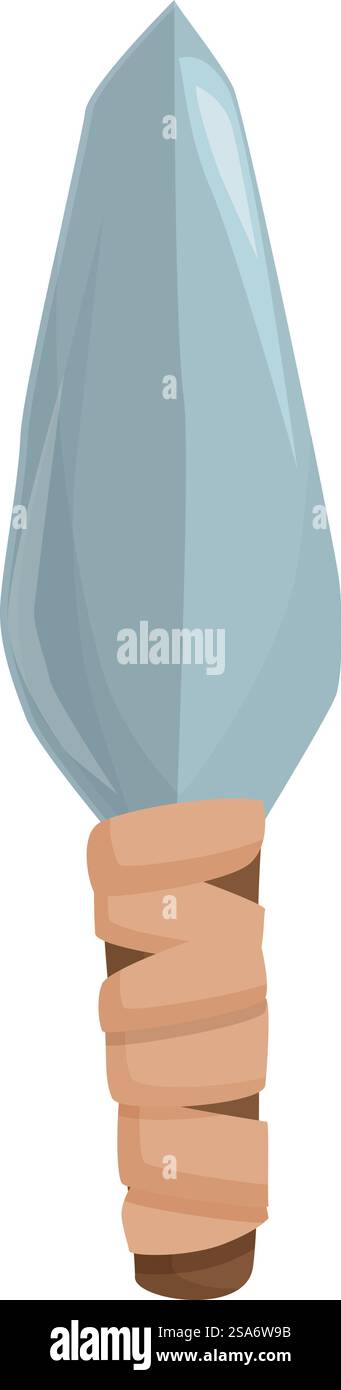 Illustration featuring an ancient spear point made of chipped stone and ...
