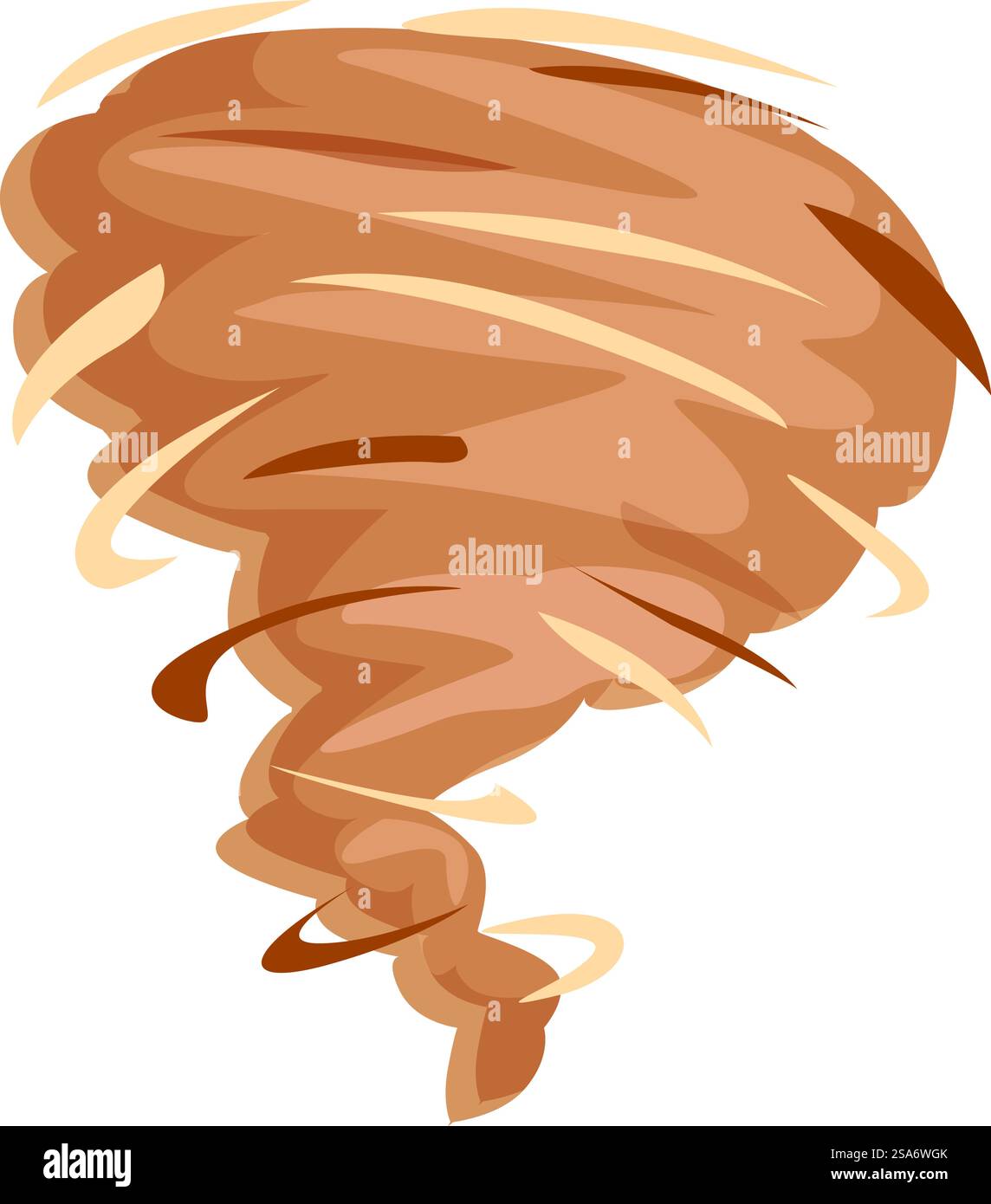 Cartoon illustration of a powerful whirlwind spinning and swirling hi ...