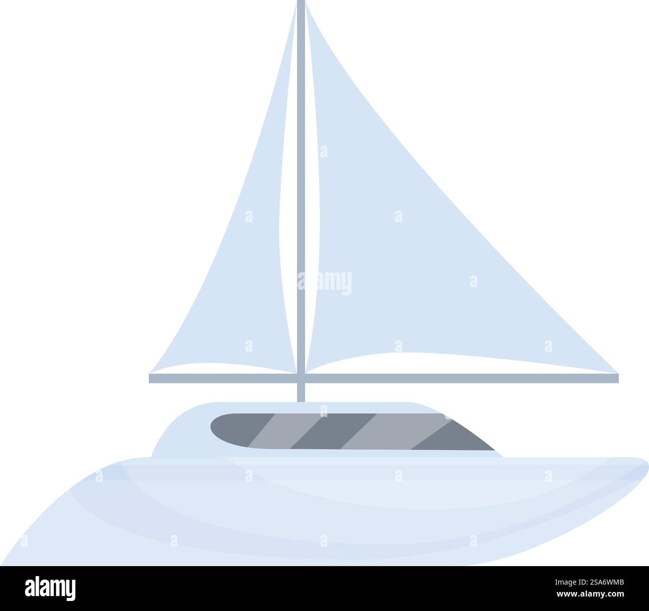 White sailboat is sailing on the surface of the water. White sail boat sailing on water surface ...