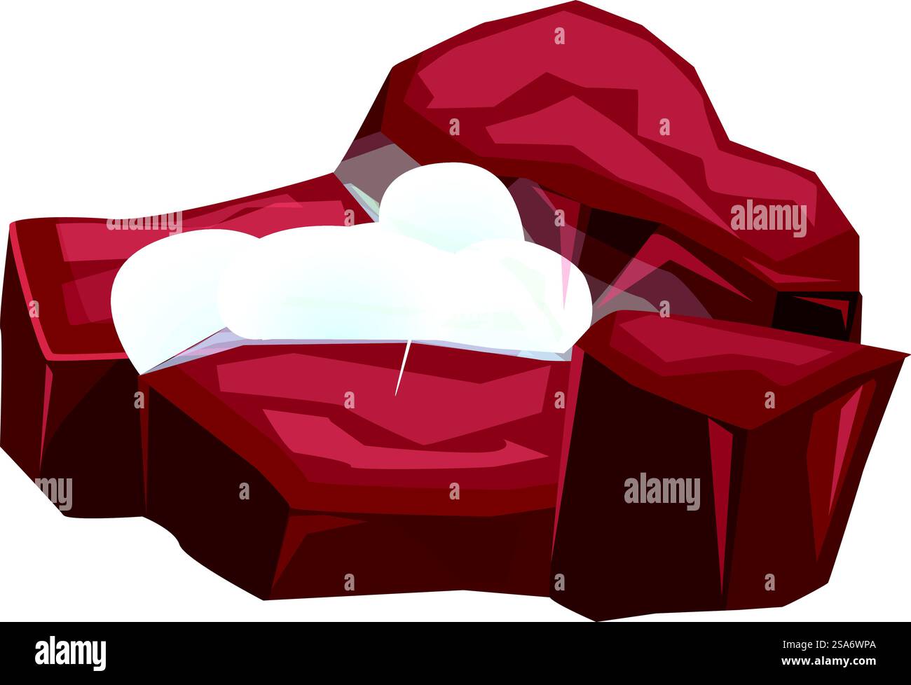 Cartoon illustration of a piece of red meat covered with snowdrift ...