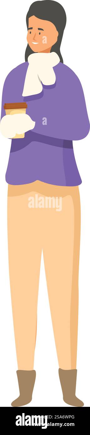 Happy woman cup warm Stock Vector Images - Alamy