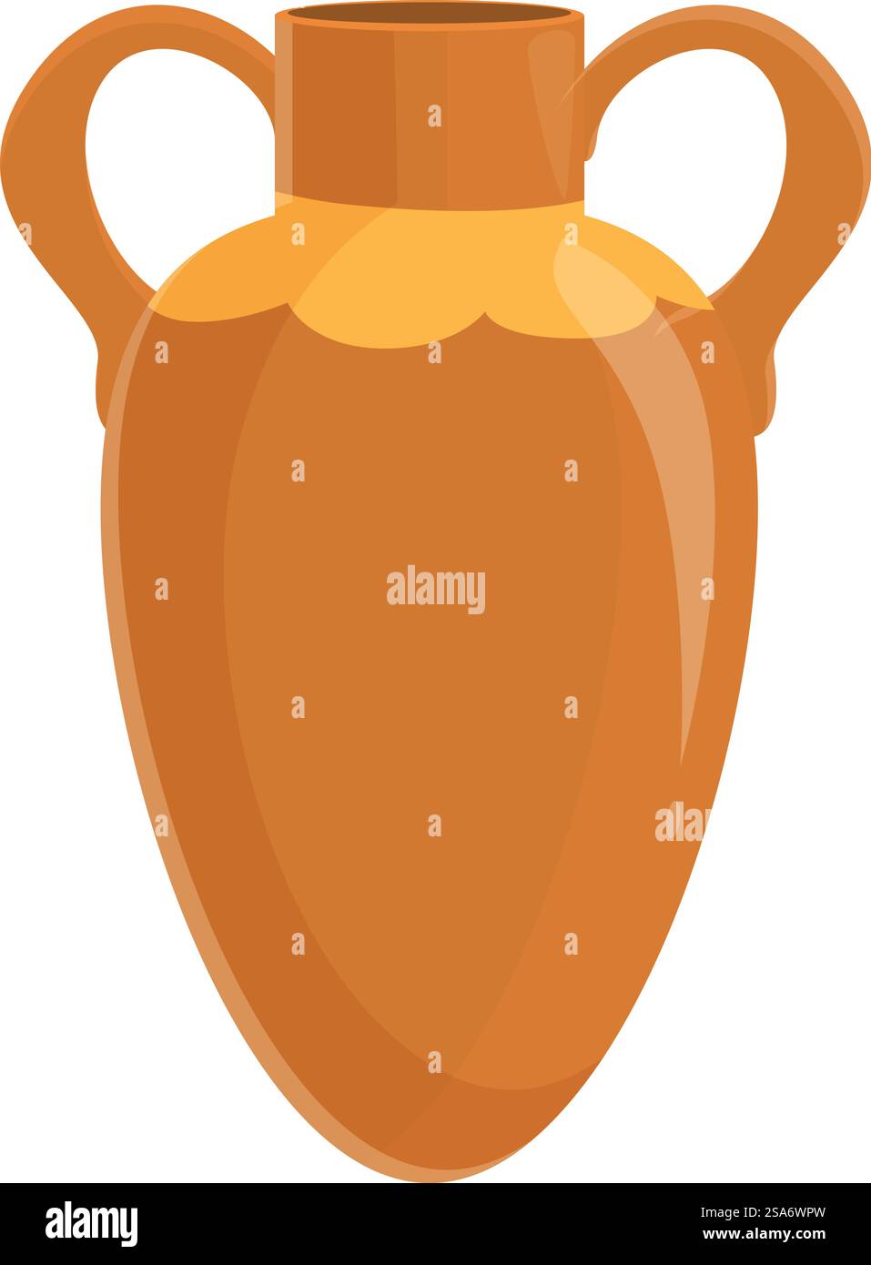 Ancient clay amphora vase standing on a white background, showcasing its classic design and ...