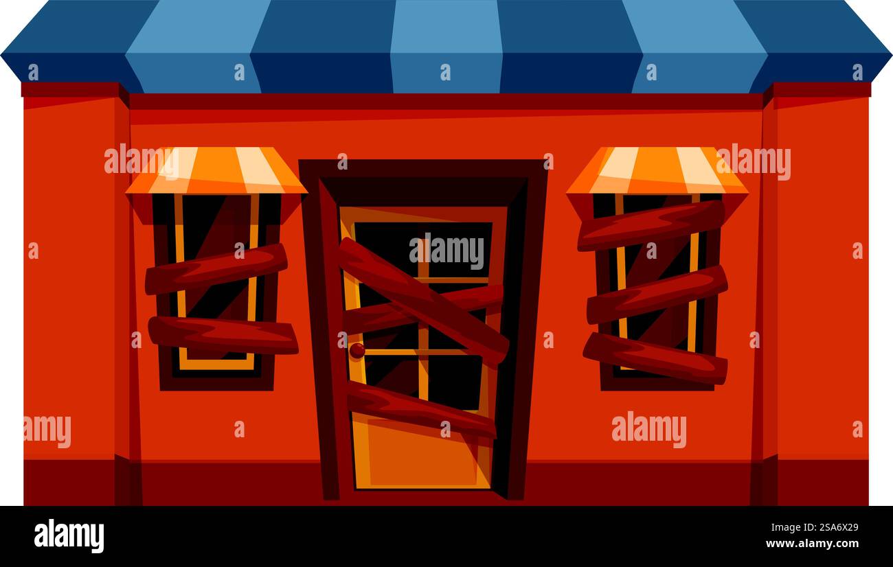 Old store with boarded up windows and doors is shown in this ...