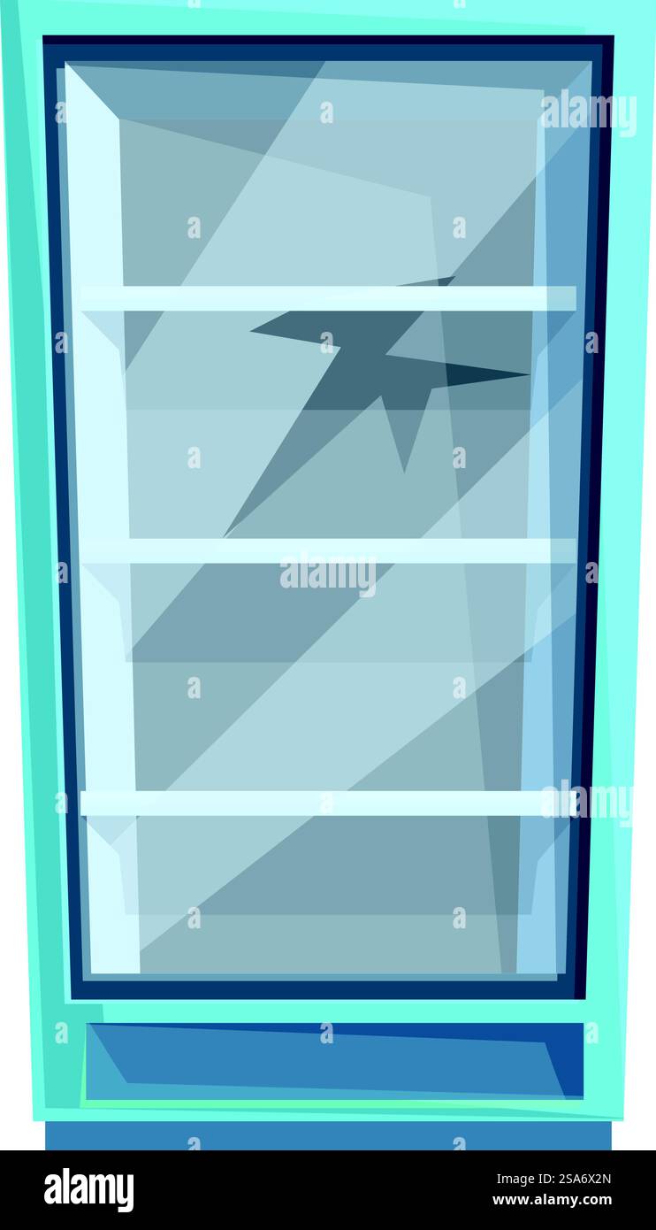 Empty fridge with shattered glass door is waiting for recycling. Old ...