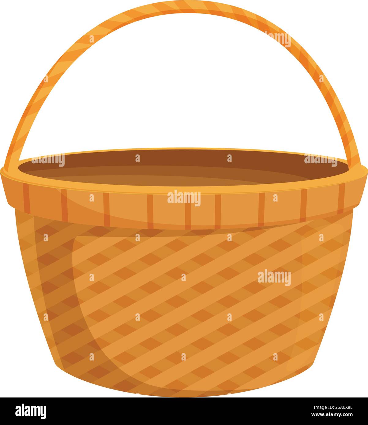 Empty wicker basket is waiting to be filled with groceries, fruits ...