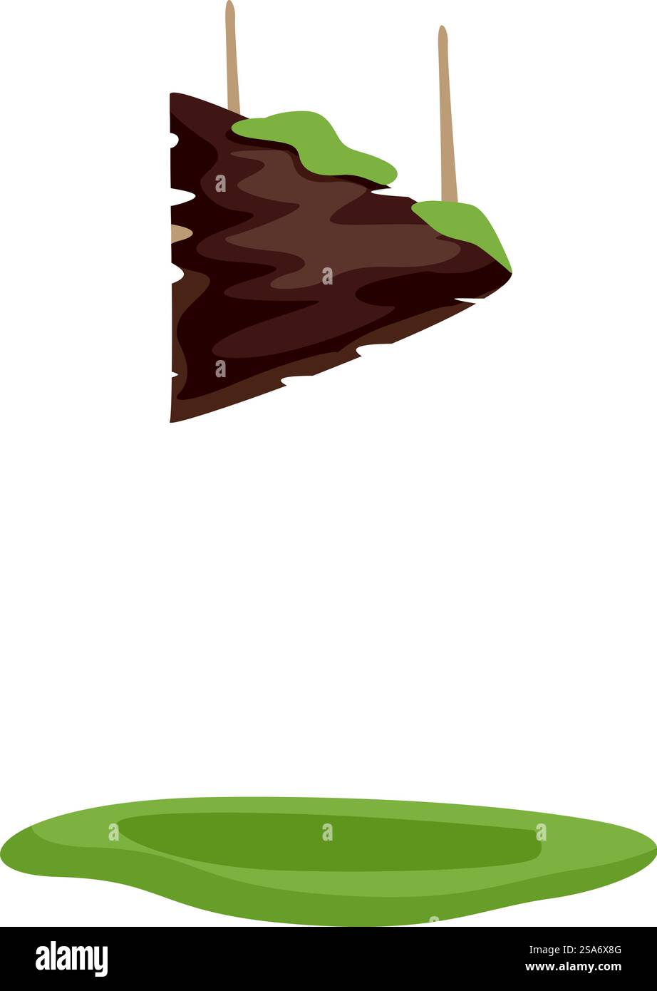 Piece of ground is falling, revealing the earth layers below and ...