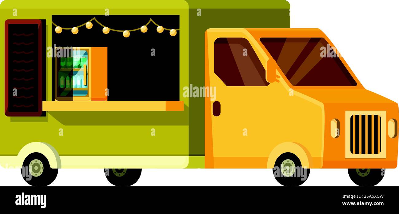 Food truck serving street food at a summer festival, selling snacks ...