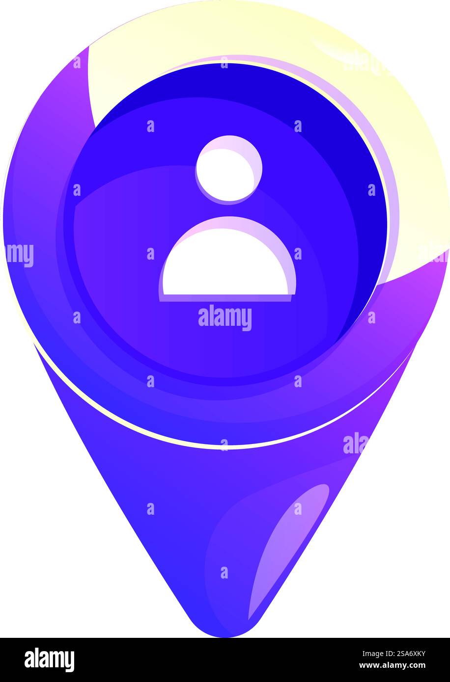 Purple map pin icon with a user in the middle showing location. Purple ...