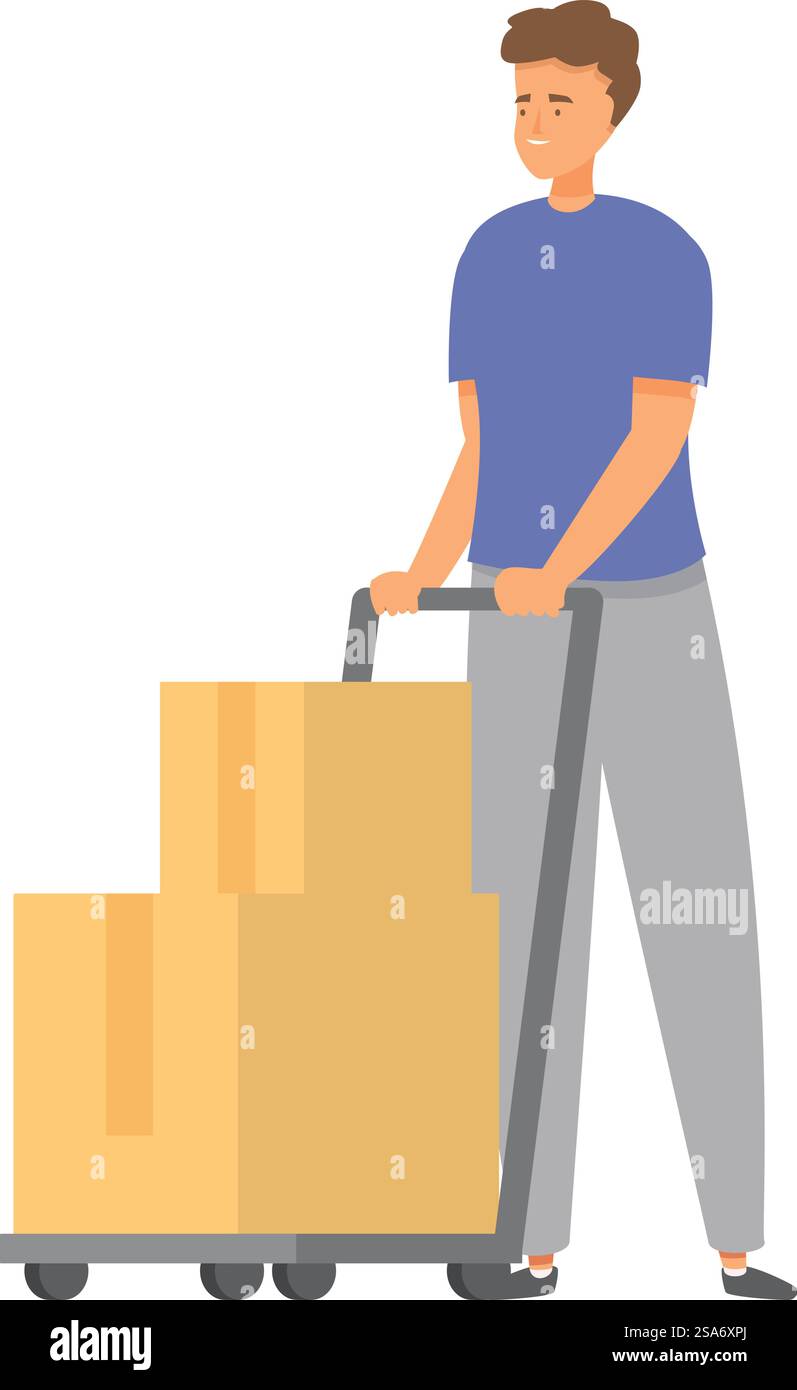 Pushing trolley side view goods Stock Vector Images - Alamy