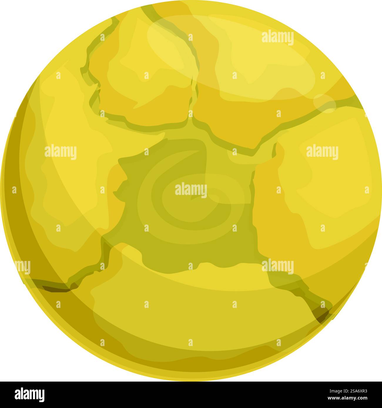Yellow planet surface with craters representing global warming and ...