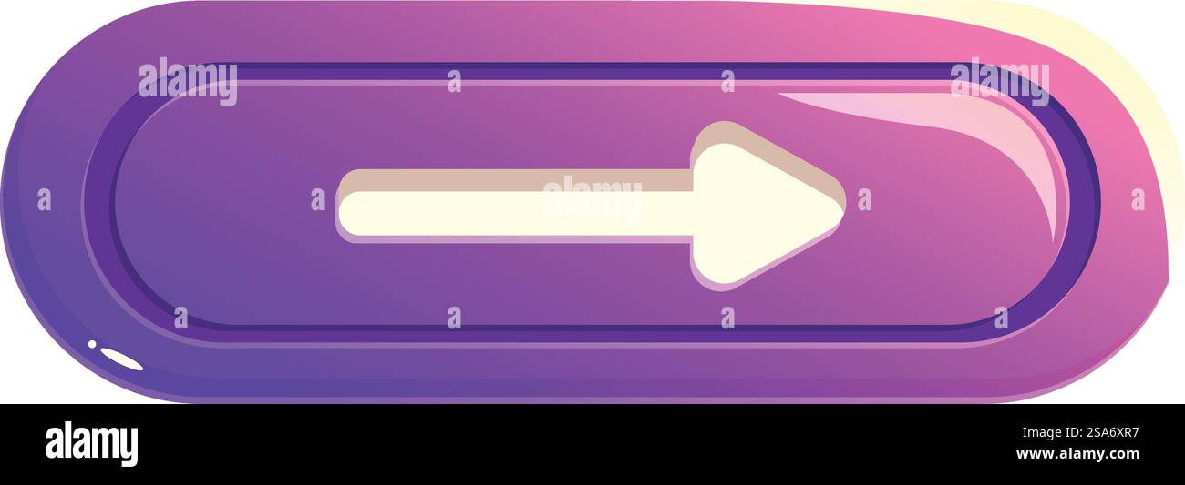 Glossy purple rounded rectangle button with an arrow pointing right ...