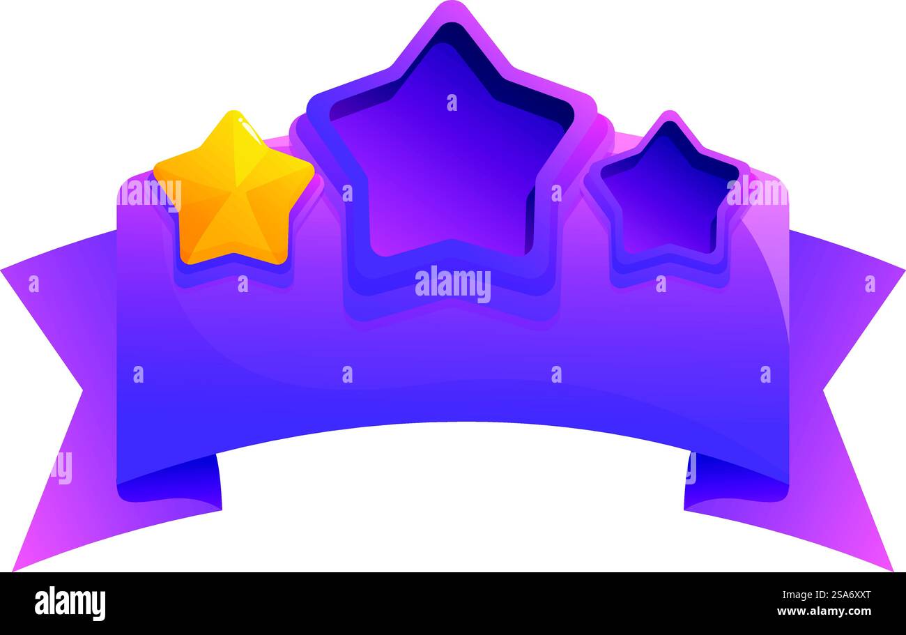 Purple banner showing customer review rating with three stars, concept ...