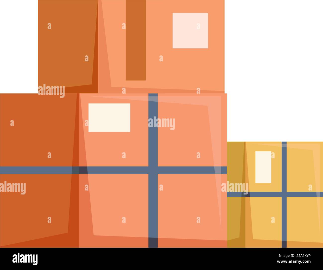 Cardboard boxes stacked up representing warehouse storage. Several ...