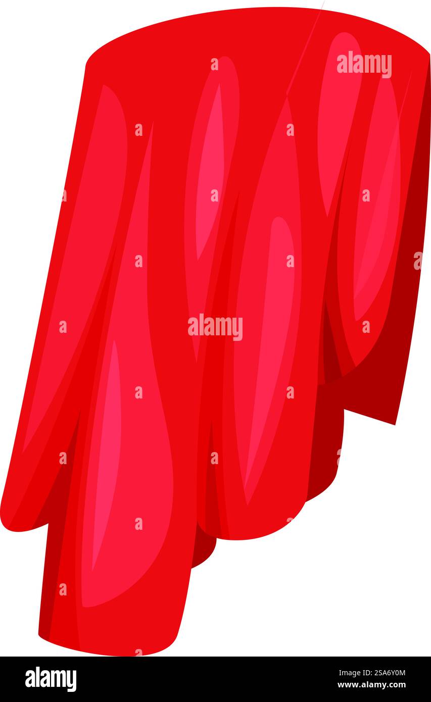 Red silk textile is hiding object on white background. Red cloth is ...