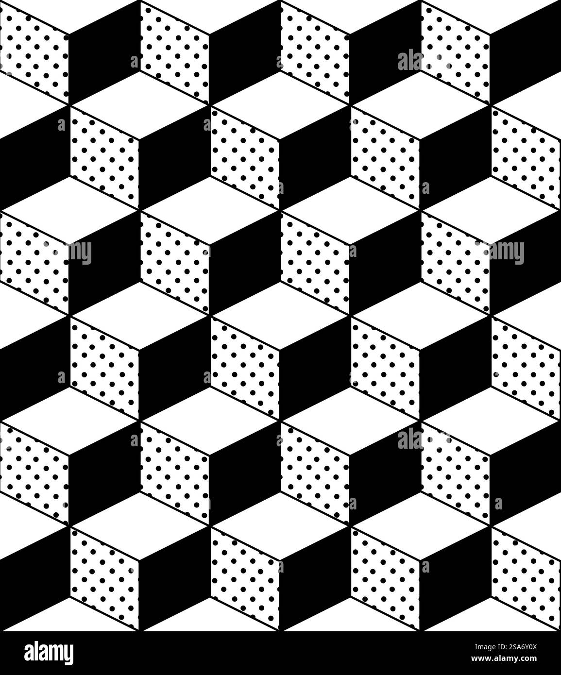 Art deco style cube black and white seamless pattern background ...