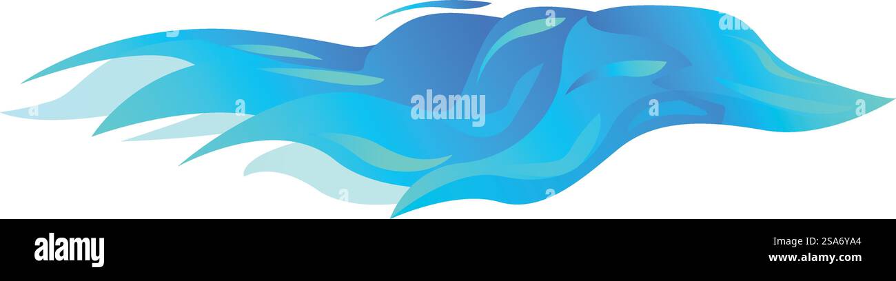 Blue fire burning brightly with a gradient color spreading sideways ...