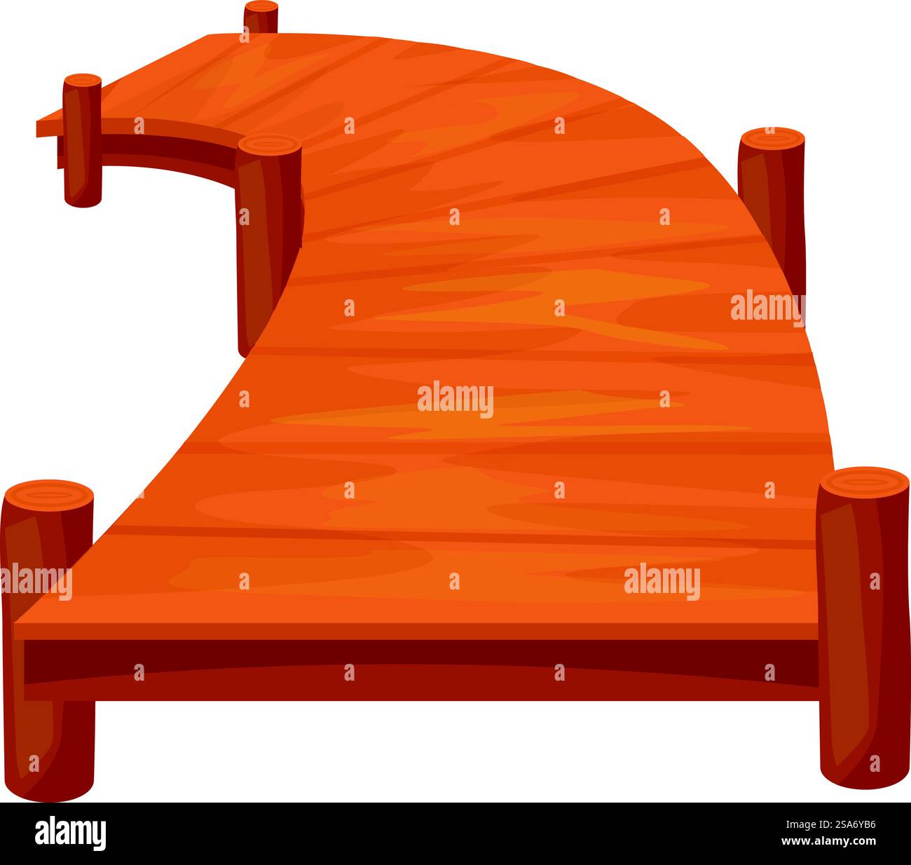 Curved wooden footbridge leading out of sight on white background Stock ...