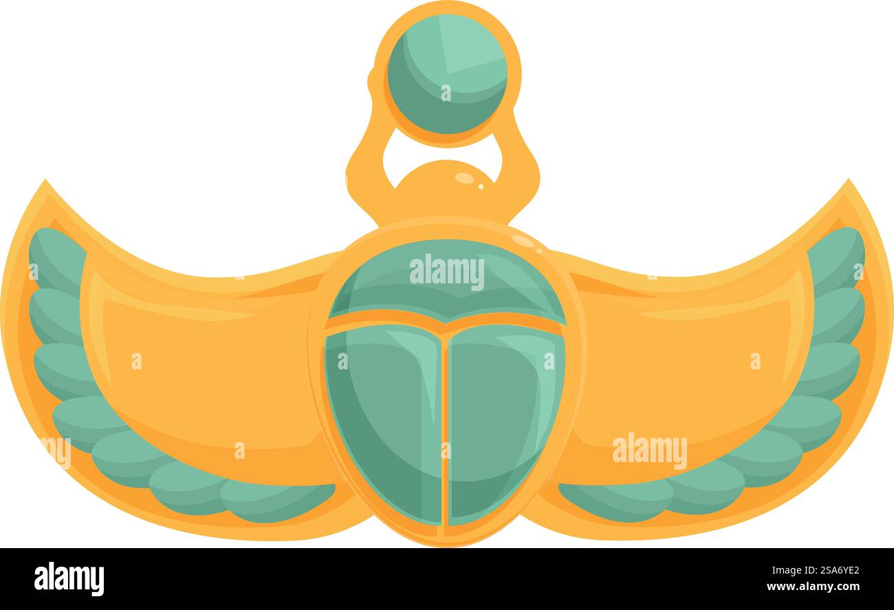 Ancient egyptian golden scarab amulet holding a sun disk with its front ...