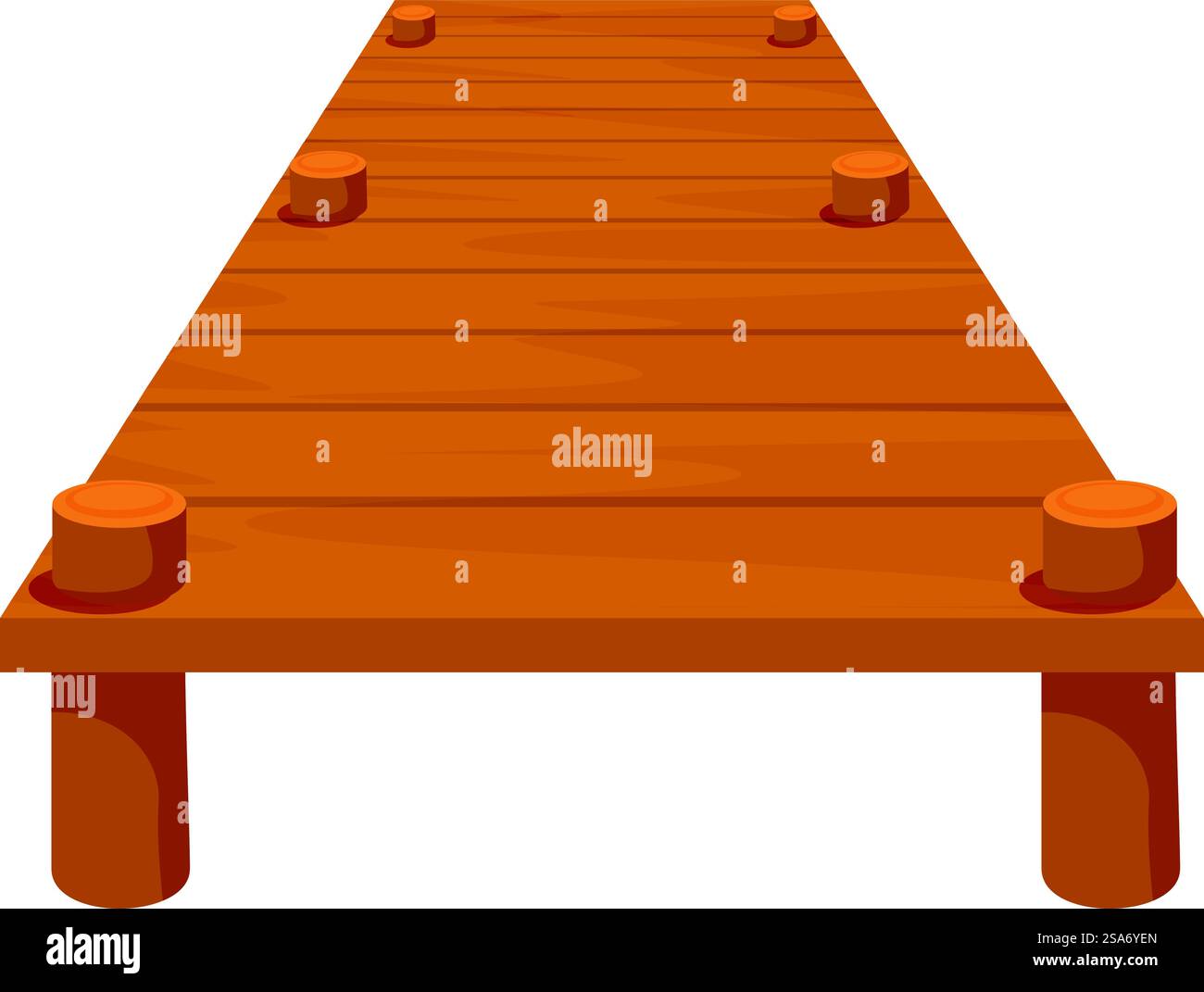 Wooden pier stretching out over water on white background. Simple ...