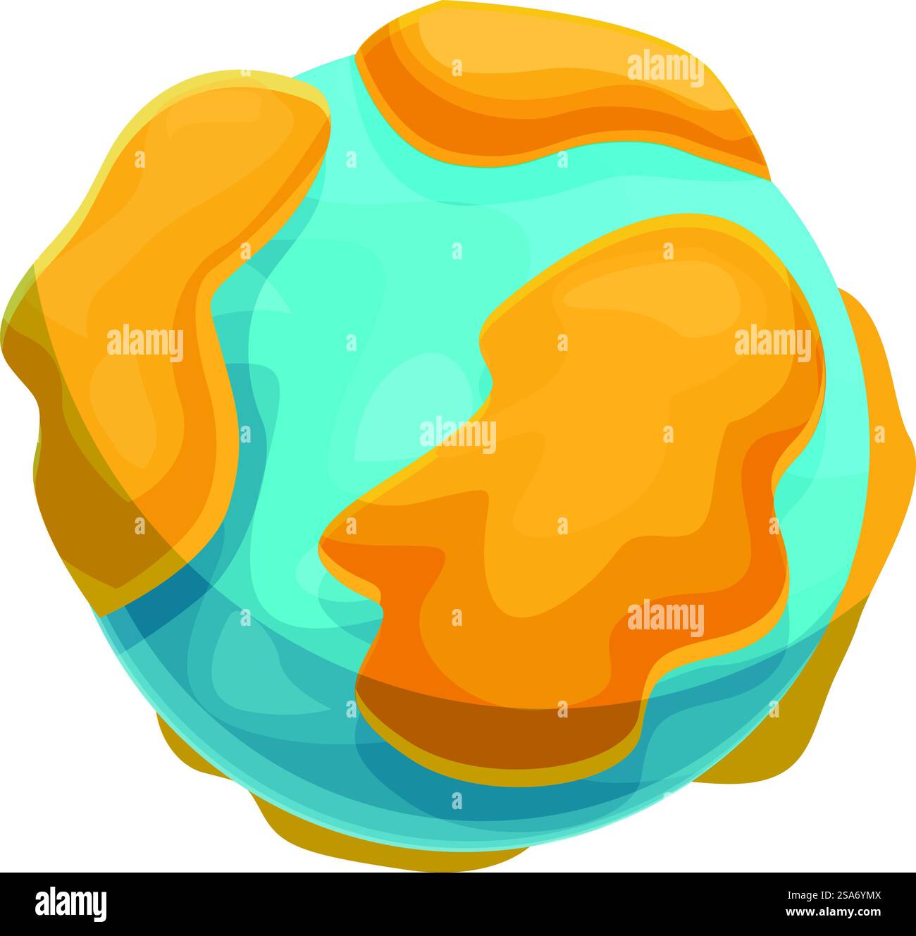 Cartoon planet is representing global warming effect with raising sea ...