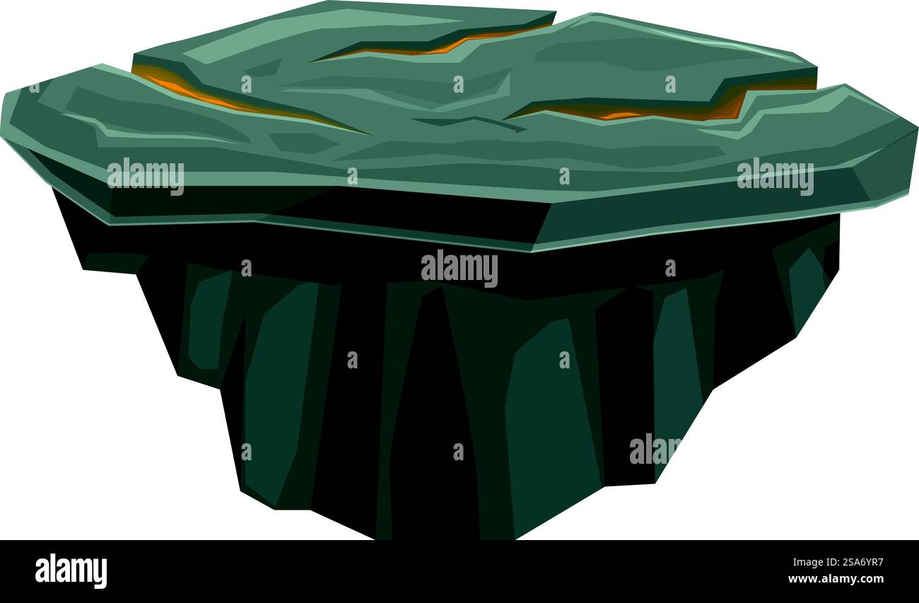 Mysterious floating island with glowing cracks is floating in the air ...