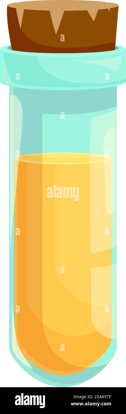 Cartoon illustration featuring a glass test tube containing a vibrant ...
