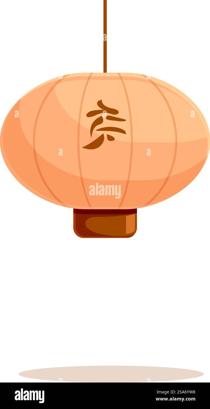 Round chinese paper lantern hanging on a string with chinese character ...