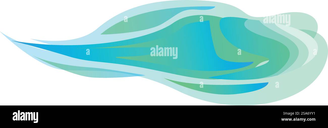 Abstract wave shape with flowing lines and a gradient of blue and green hues. Abstract blue and ...