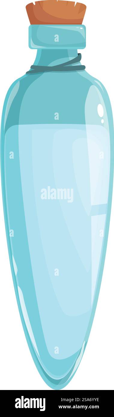 Cartoon illustration of a magic potion bottle with a cork, containing a ...