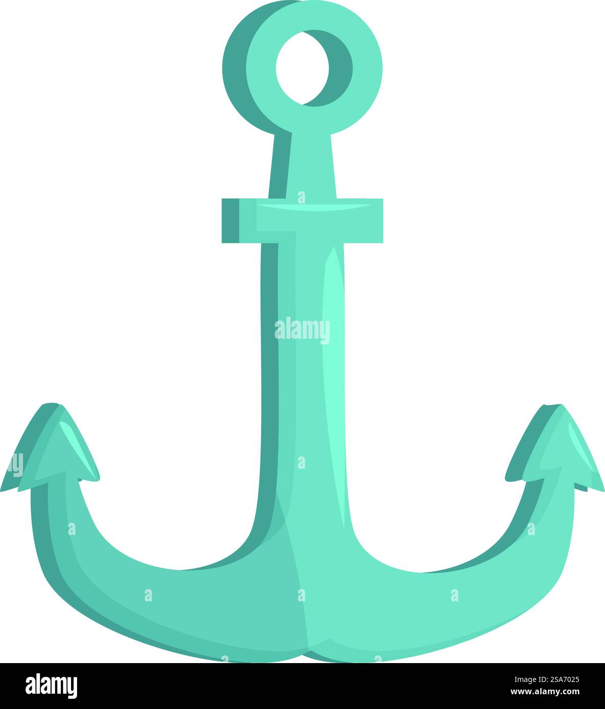 Blue cartoon anchor standing on a white background. Blue anchor ...