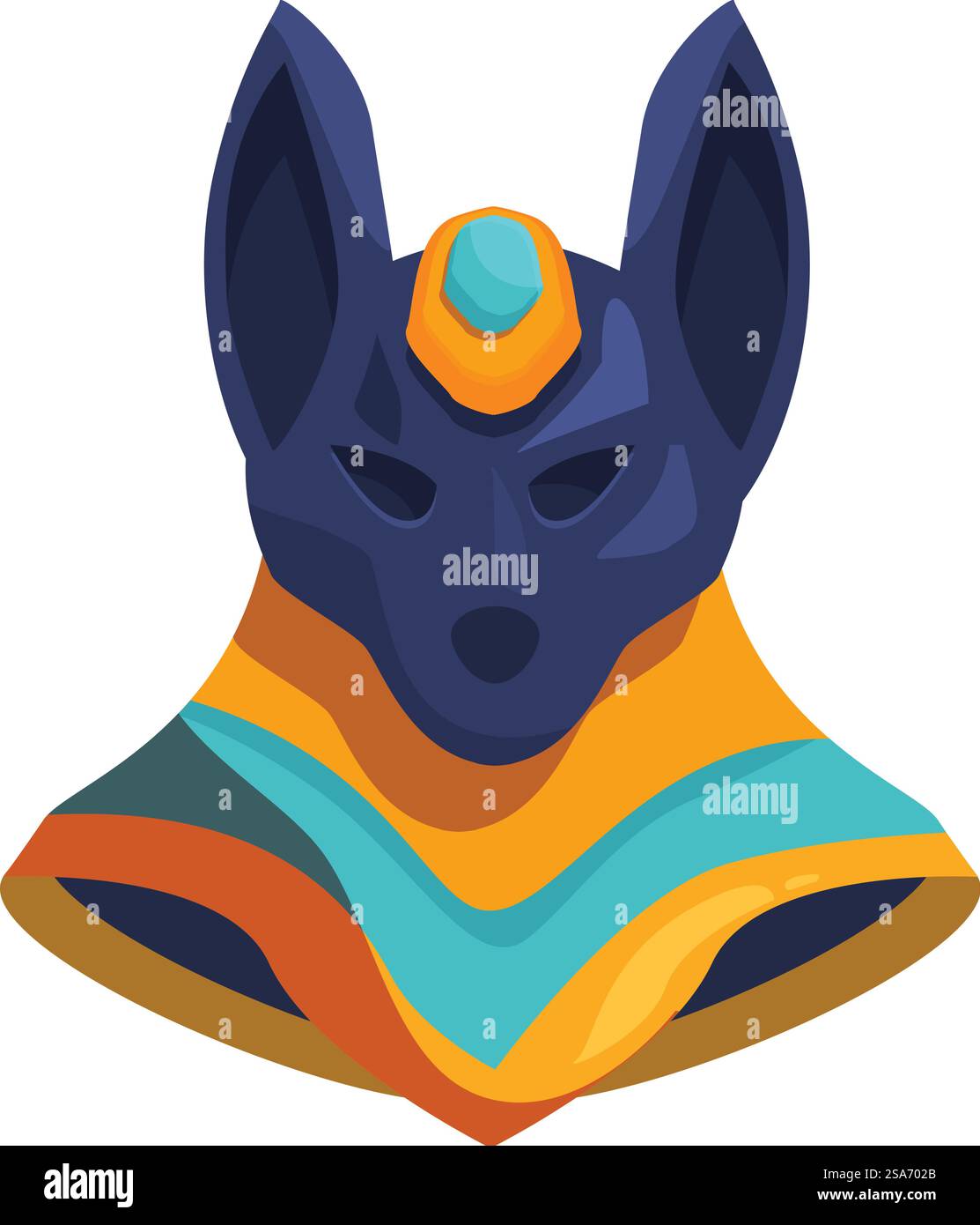 Bust of anubis, the egyptian god of the dead, wearing a golden collar ...