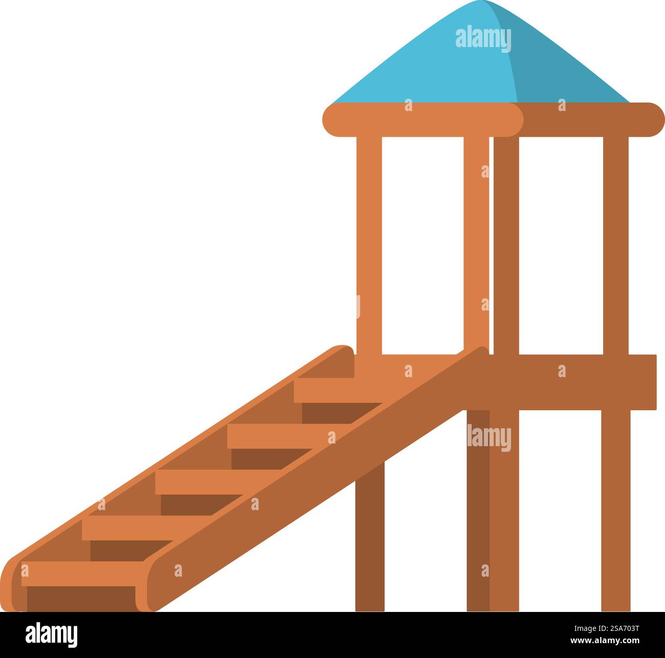 Playground slide standing on a white background representing outdoor ...