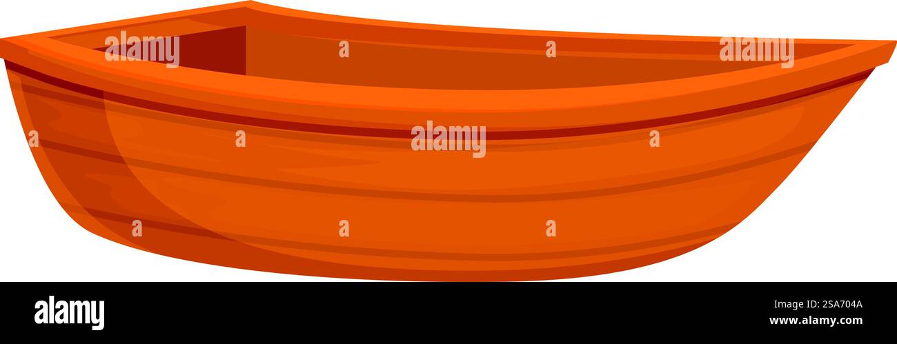 Wooden boat floating on water surface isolated on white background ...