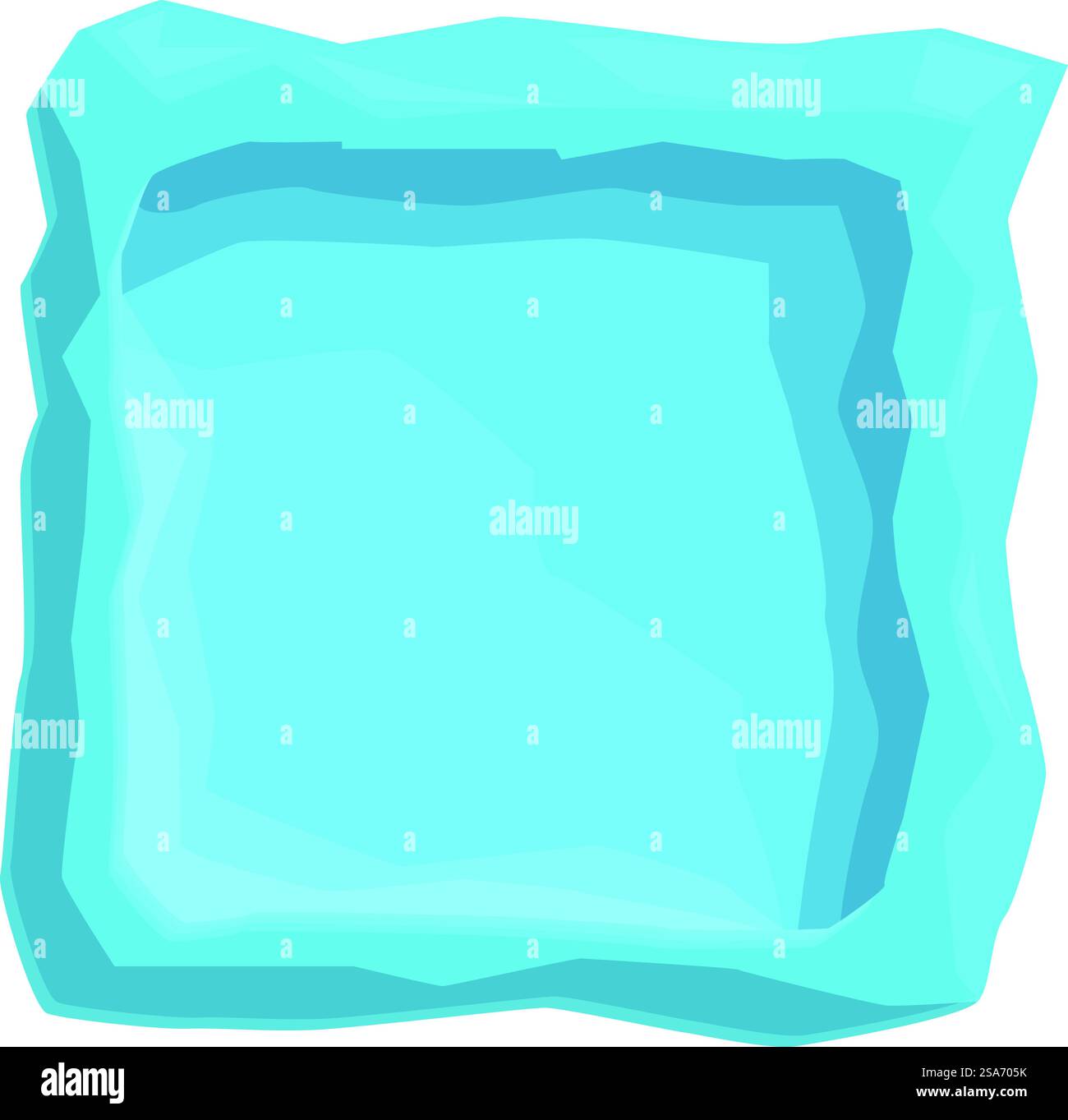 Blue ice cube with a square shape, featuring an empty space in its ...
