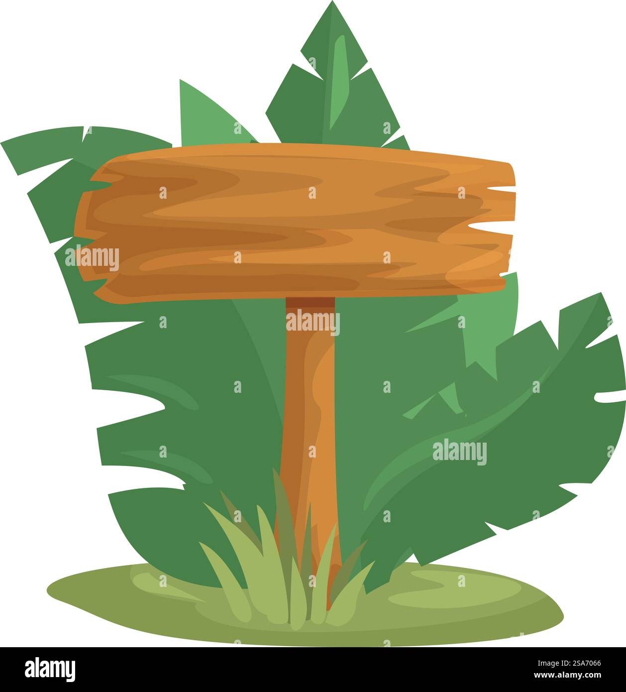 Empty wooden sign standing in the middle of the jungle for your text or ...