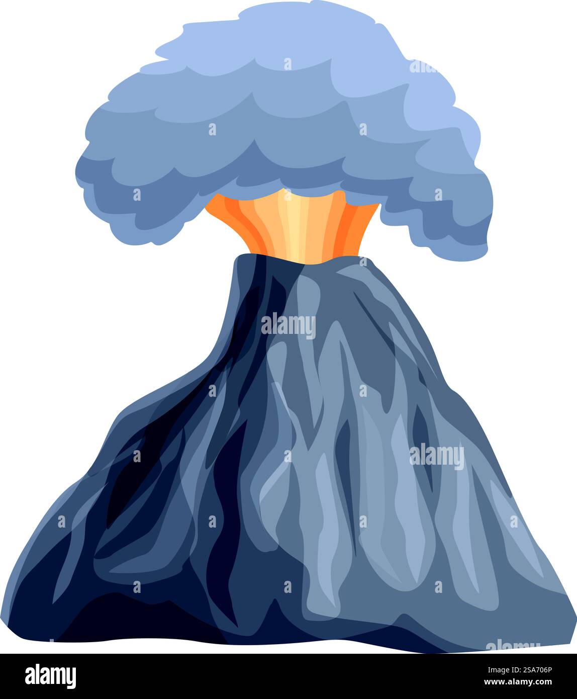 Cartoon volcano erupting, spewing molten lava and a large ash cloud Stock Vector Image & Art - Alamy