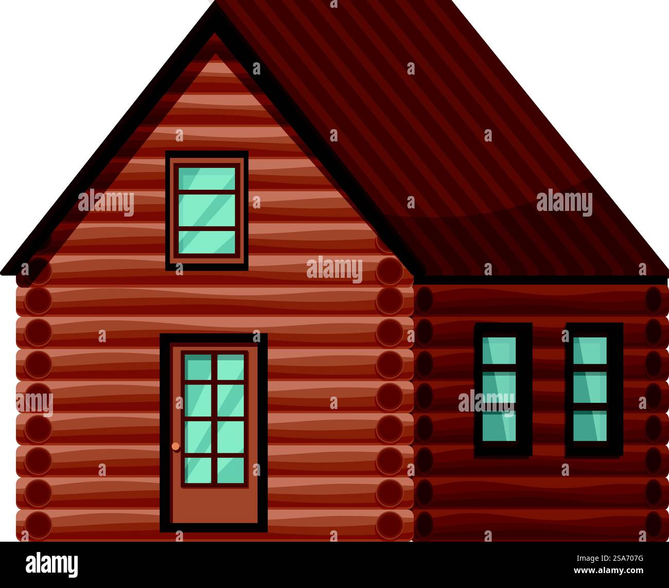 Brown log cabin building standing with windows and door hi-res stock ...