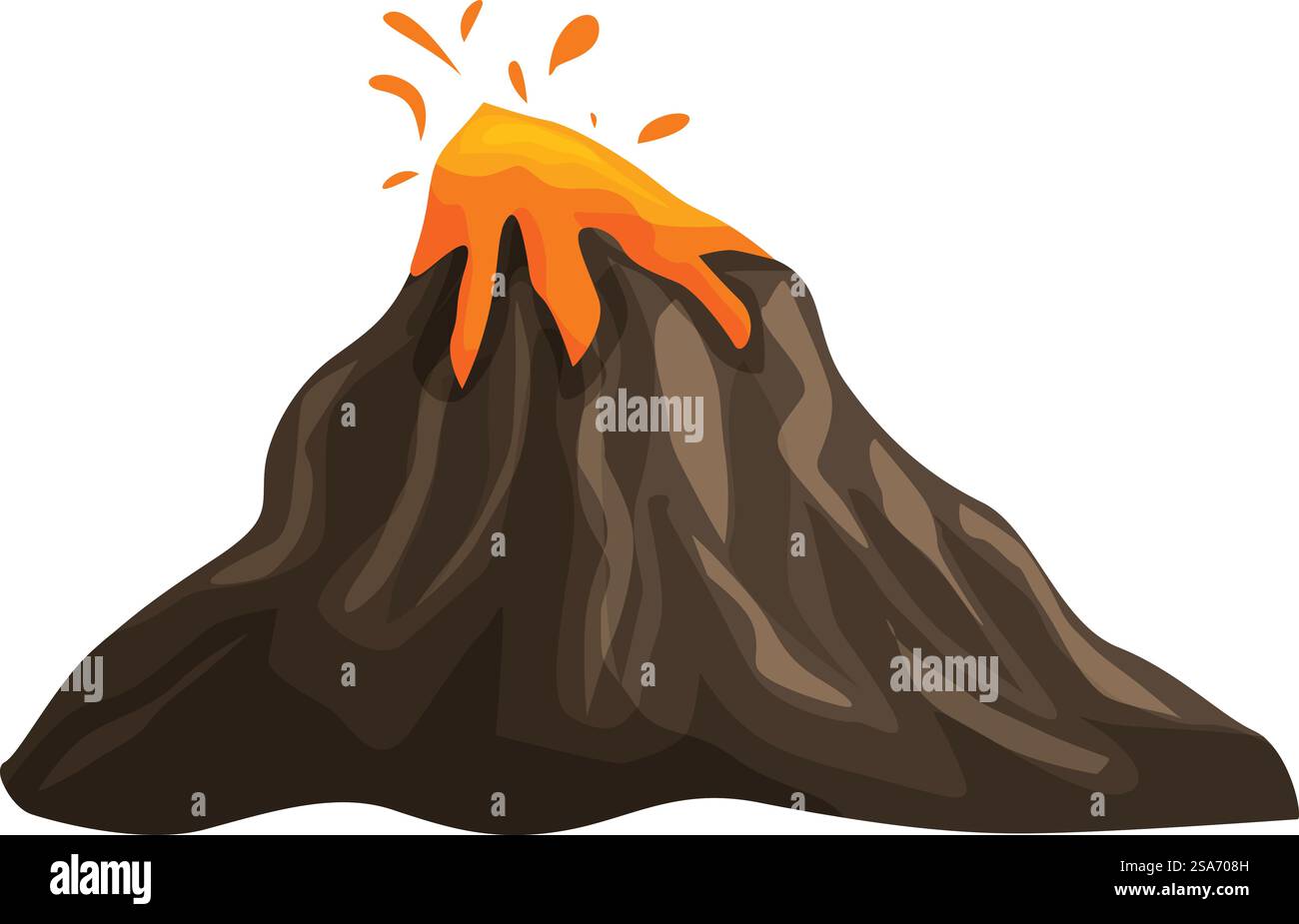 Cartoon volcano erupting with red hot magma flowing down the side ...