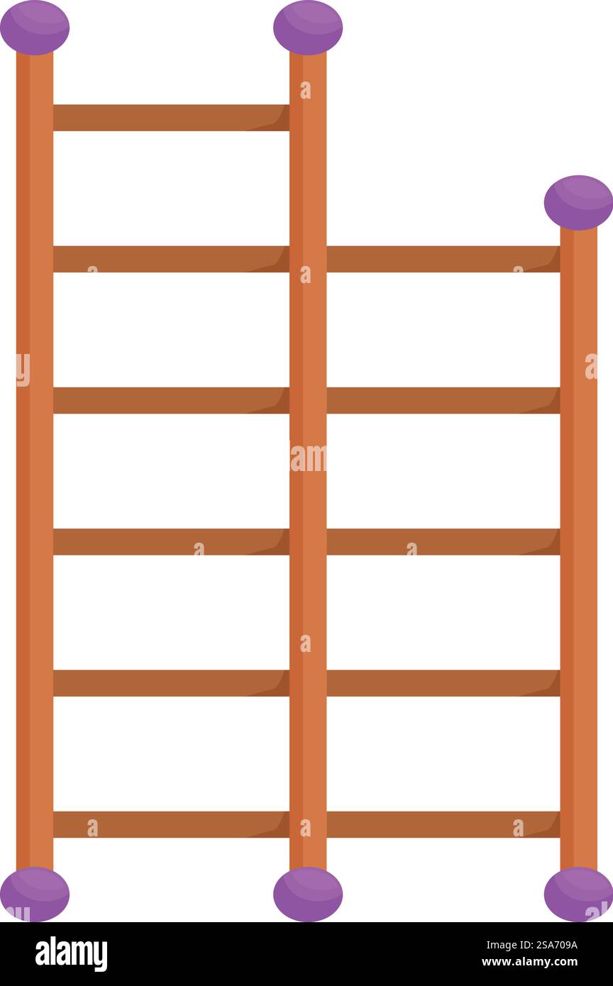 Wooden swedish ladder standing on purple balls, useful for gymnastics ...
