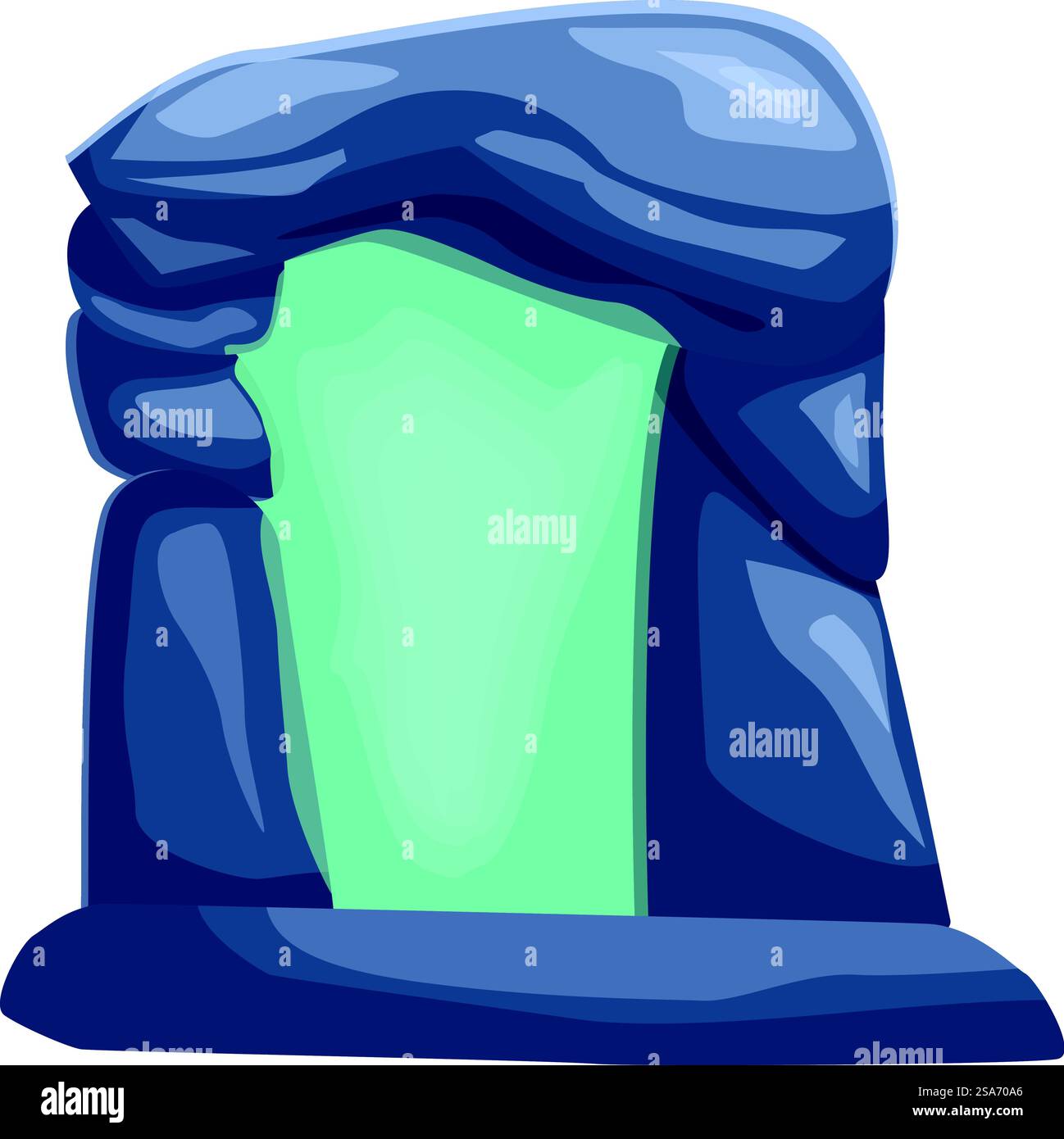 Cartoon stone portal glowing with turquoise magic power. Cartoon stone ...