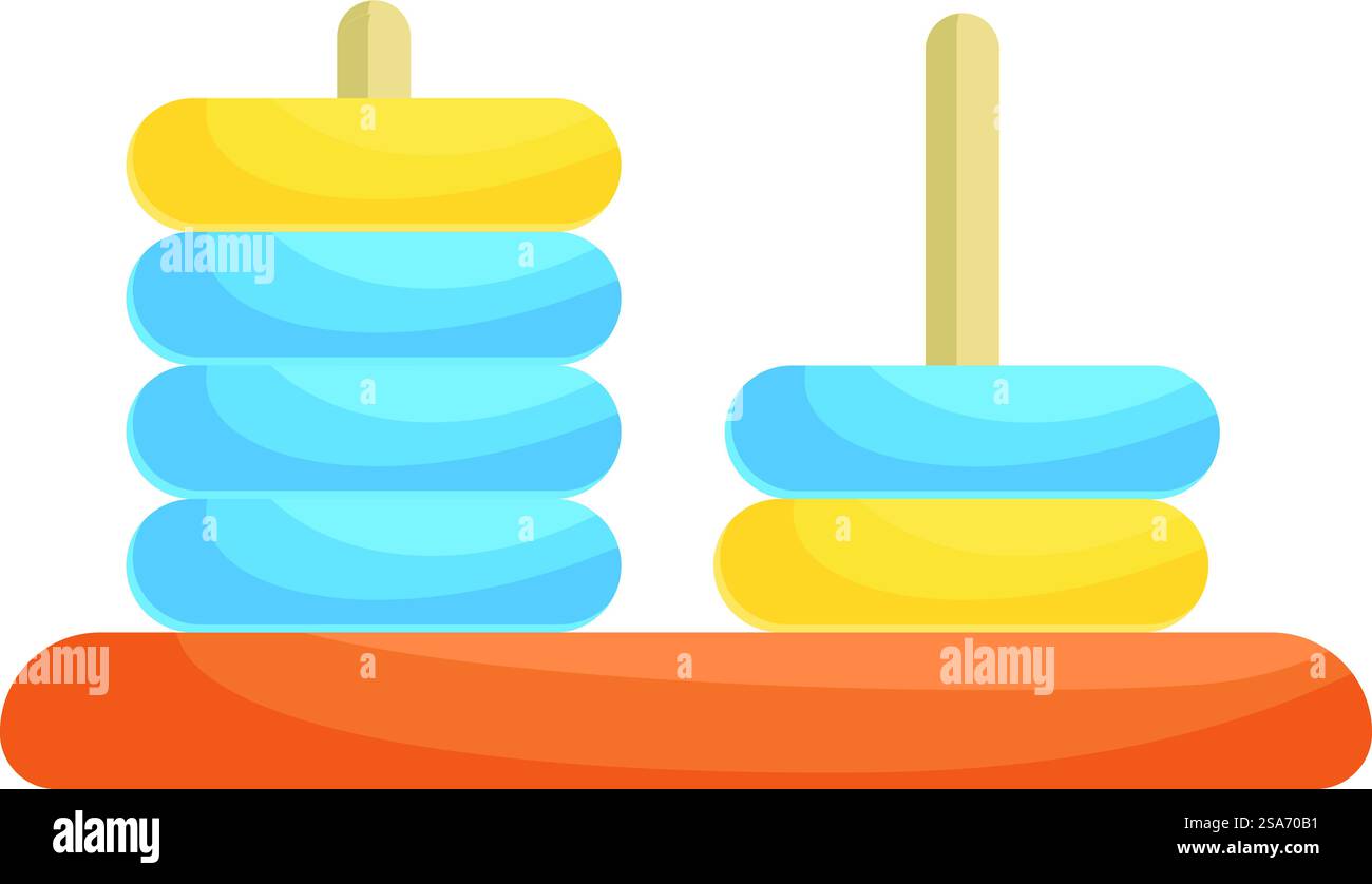Classic wooden toy with colorful rings is sitting on a table, waiting ...