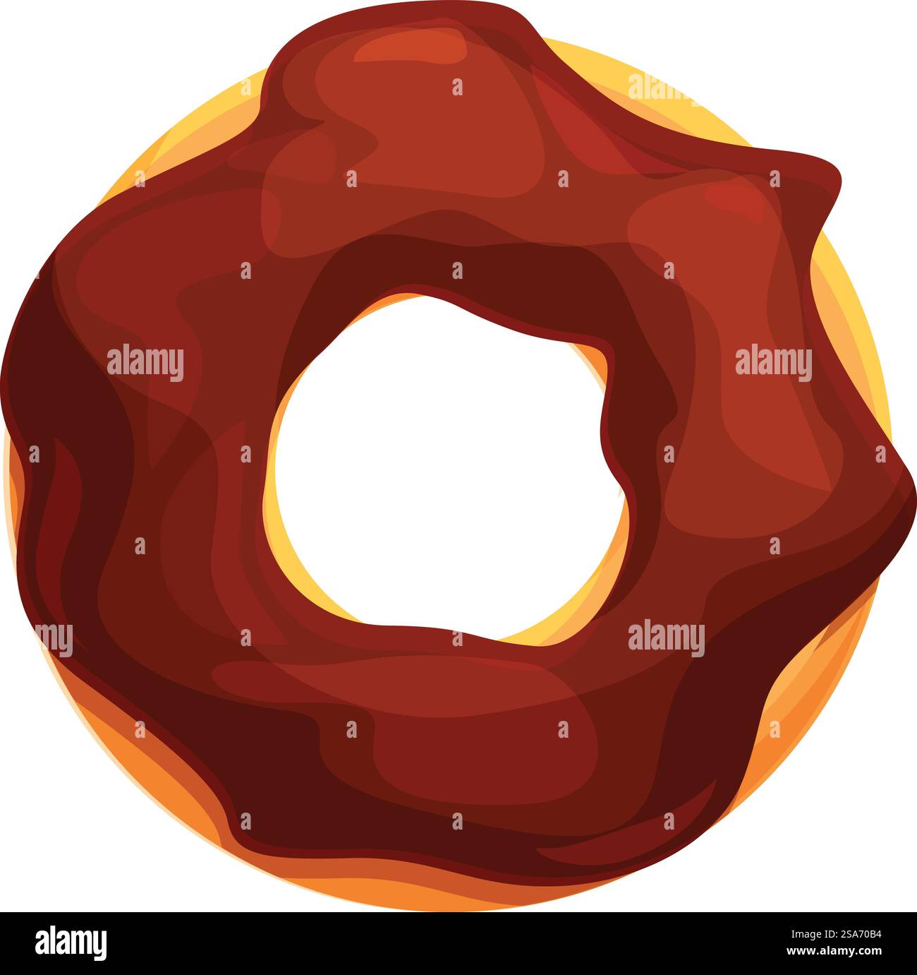 Delicious chocolate donut covered in brown icing on white background ...