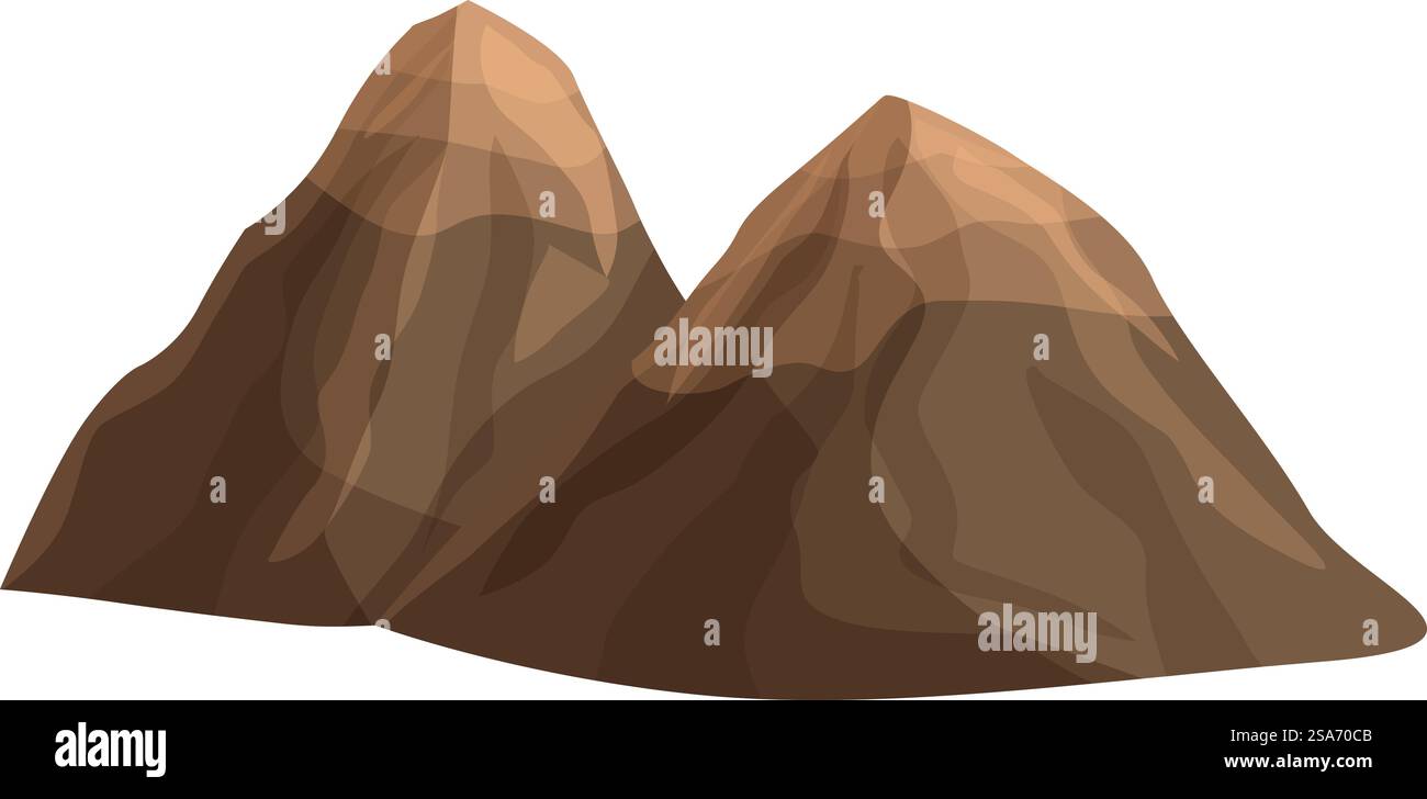 Illustration of two big brown mountains standing tall under a clear ...