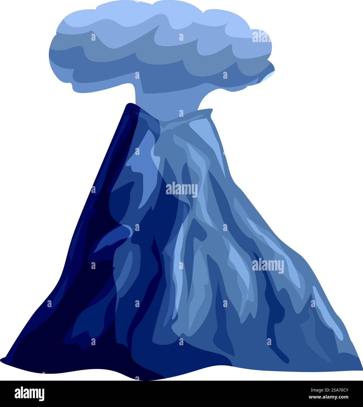 Large volcano erupting with ash cloud, geological disaster. Large ...