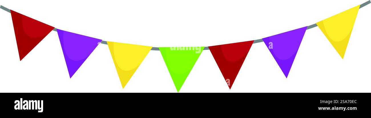 Colorful triangle flags are hanging on string decoration for ...