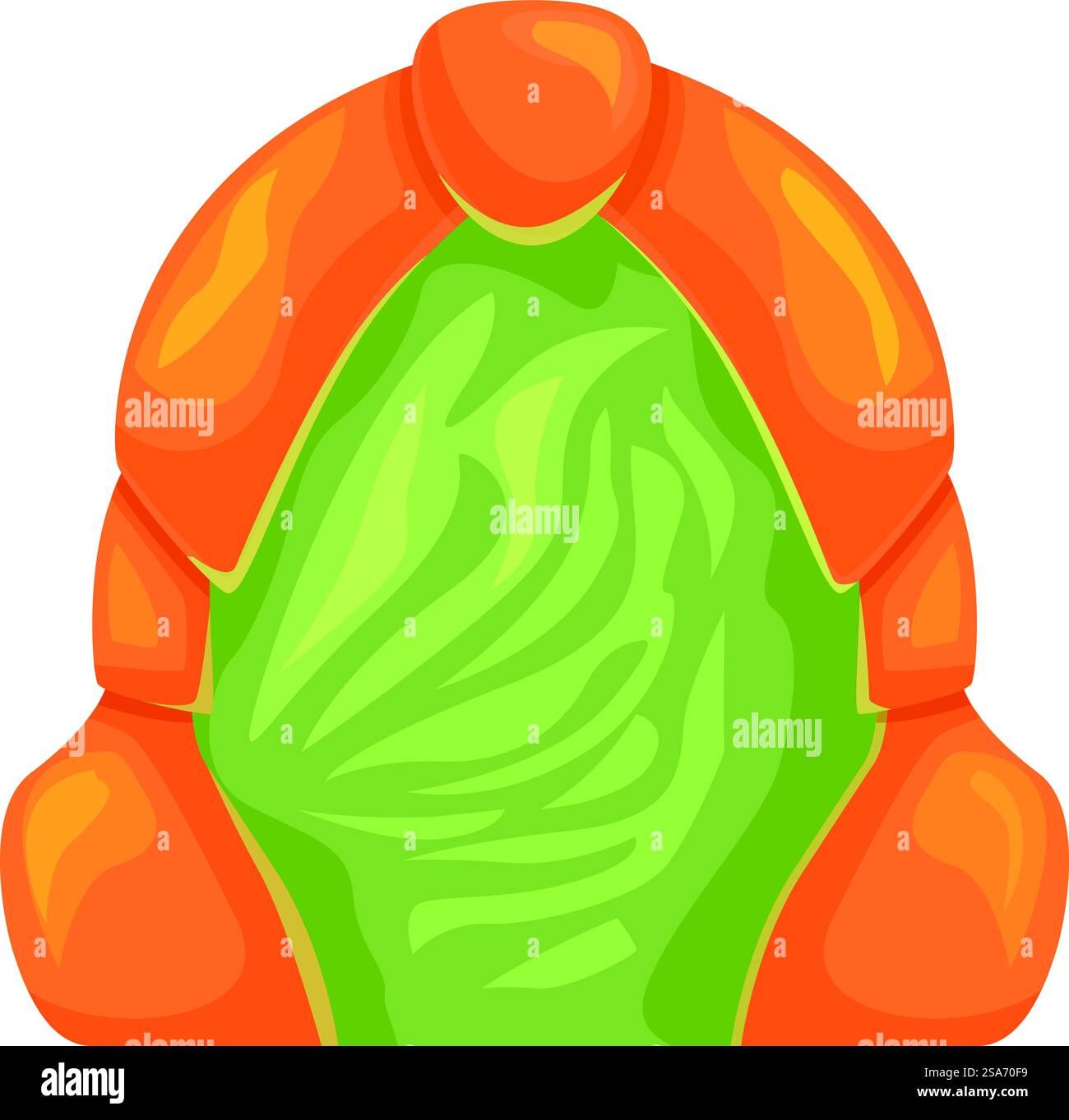 Cartoon alien egg with green glowing center is hatching open. Alien egg ...