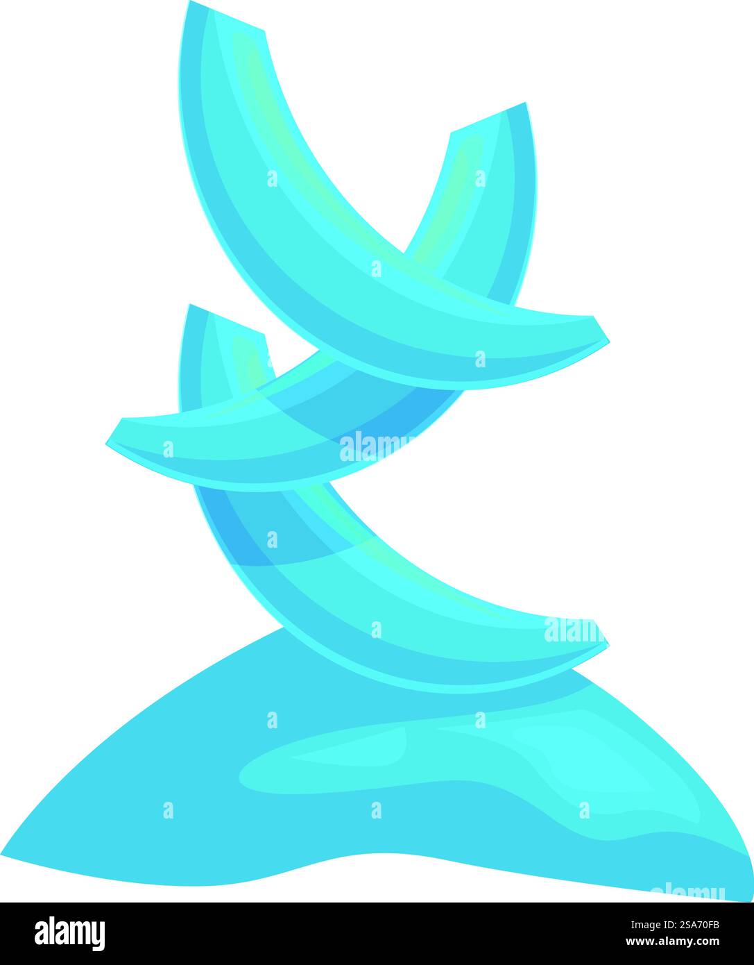 Abstract blue shape rising from the ground forming a tree, with a ...