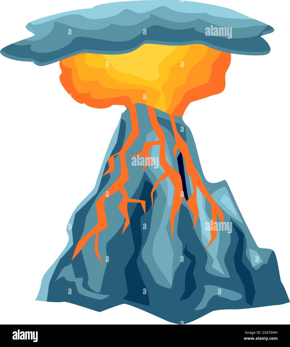 Cartoon volcano erupting with hot lava, smoke and ash Stock Vector ...