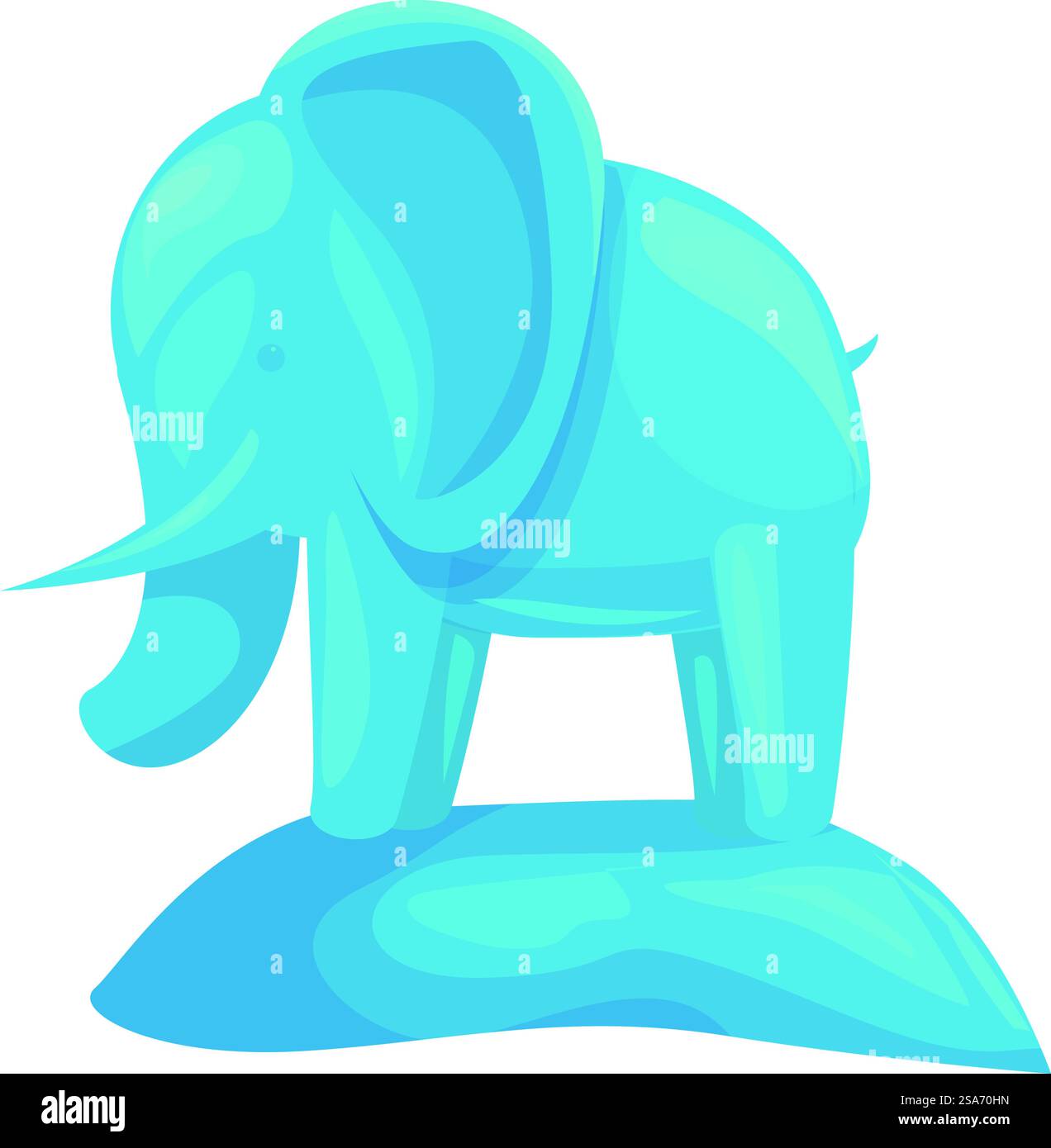 Blue elephant standing on a rock, isolated cartoon illustration. Big ...